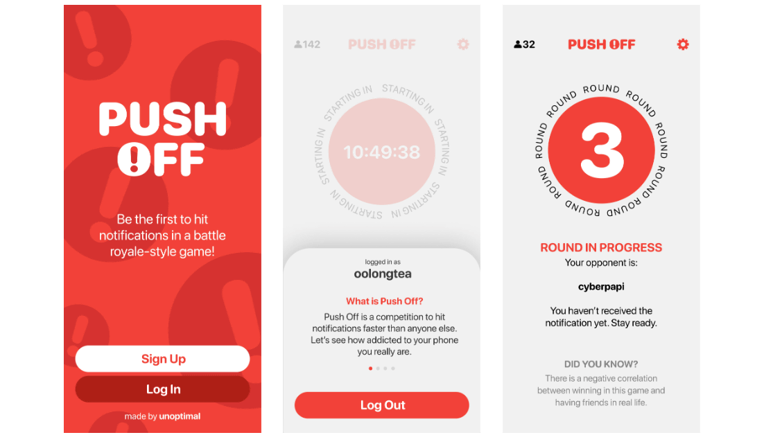 'Push Off' is a mobile game where you win by tapping the notification ...