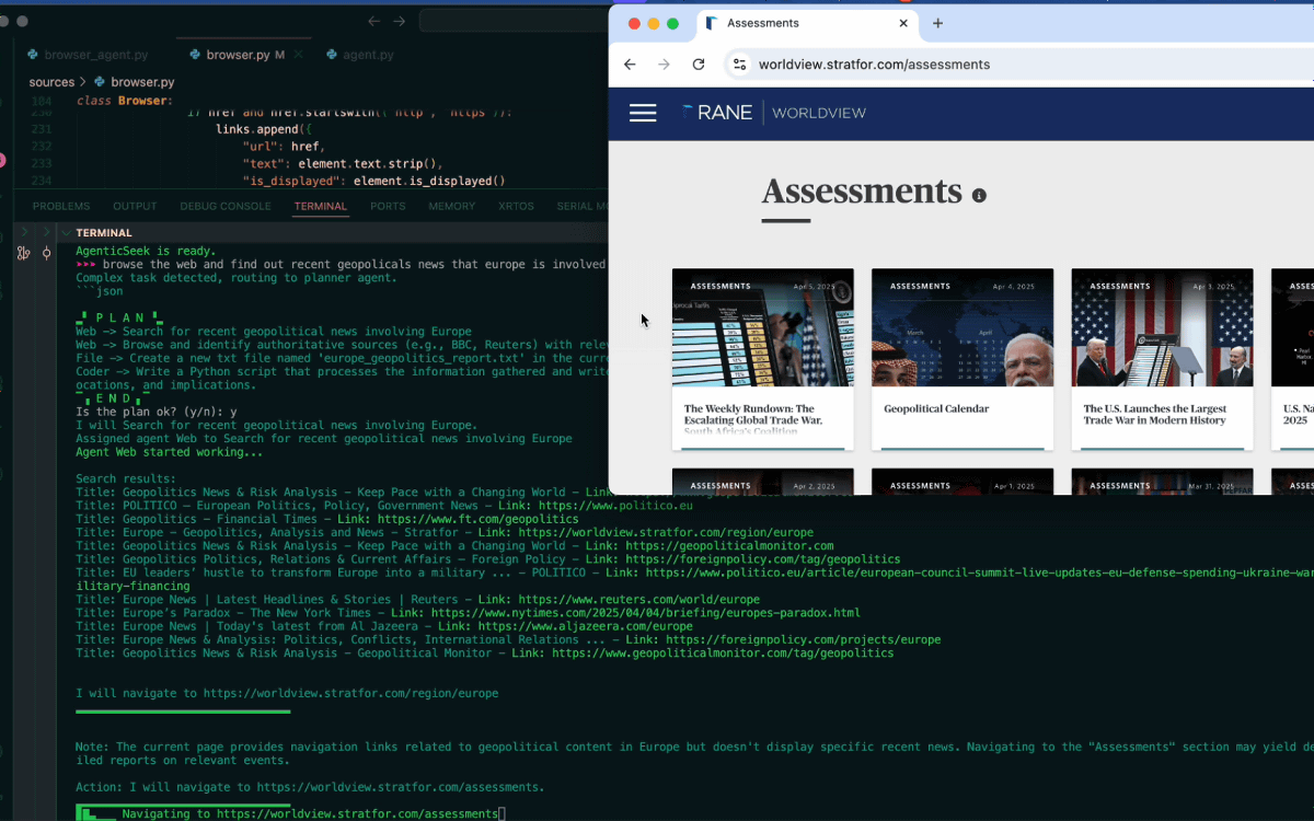 'AgenticSeek' is an AI agent that can run AI locally to perform operations such as 'code ...