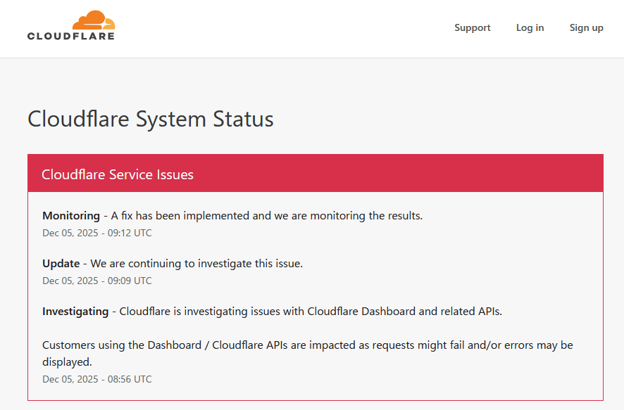 各種ウェブサイトやアプリで大規模障害発生中、Cloudflareが再度ダウンしDownDetectorすら落ちる - GIGAZINE